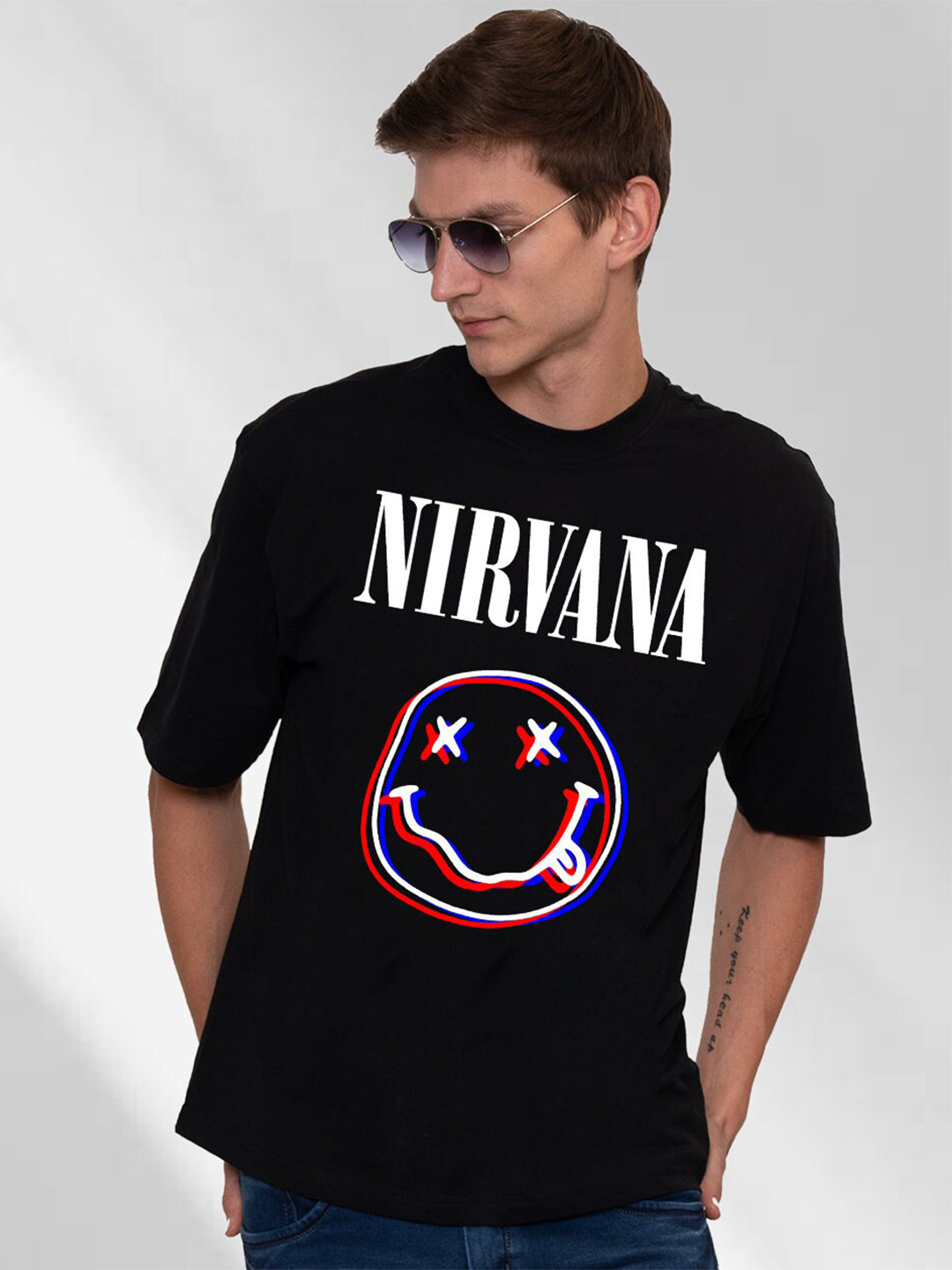 Buy Nirvana Graphic Printed Oversized Cotton T Shirt - Tshirts for Men ...