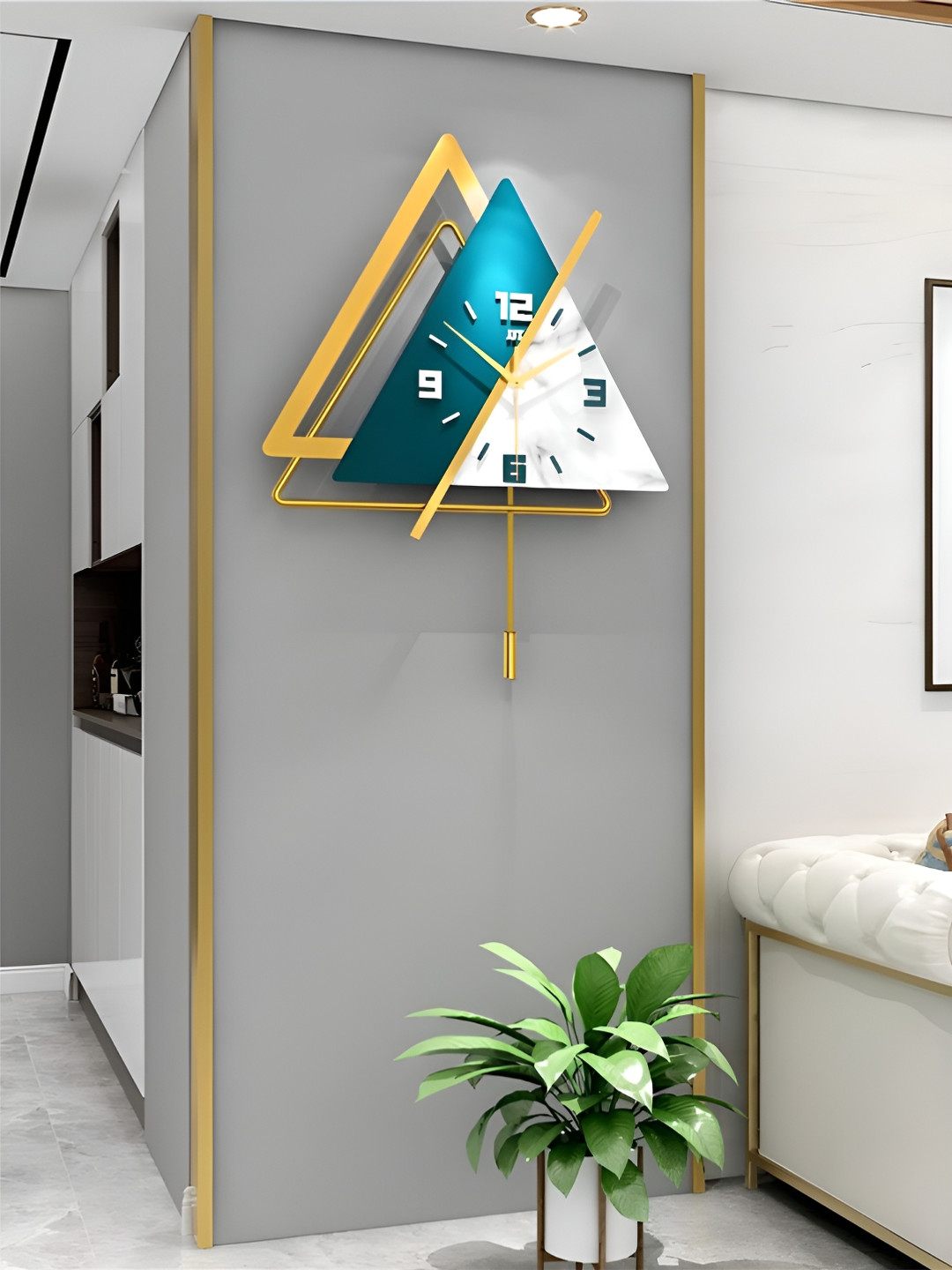 Buy The Art House White & Blue Colourblocked Triangle Shaped ...