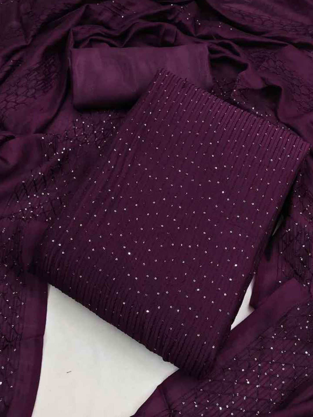 Buy Faxofab Striped Sequinned Woven Design Unstitched Dress Material ...