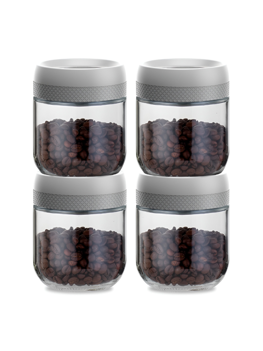 Buy Red Butler Transparent & Grey 4 Pieces Magnifying Glass Jars 350 Ml ...