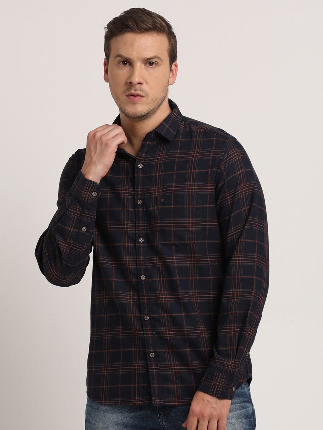 Buy Turtle Relaxed Slim Fit Tartan Checked Pure Cotton Casual Shirt