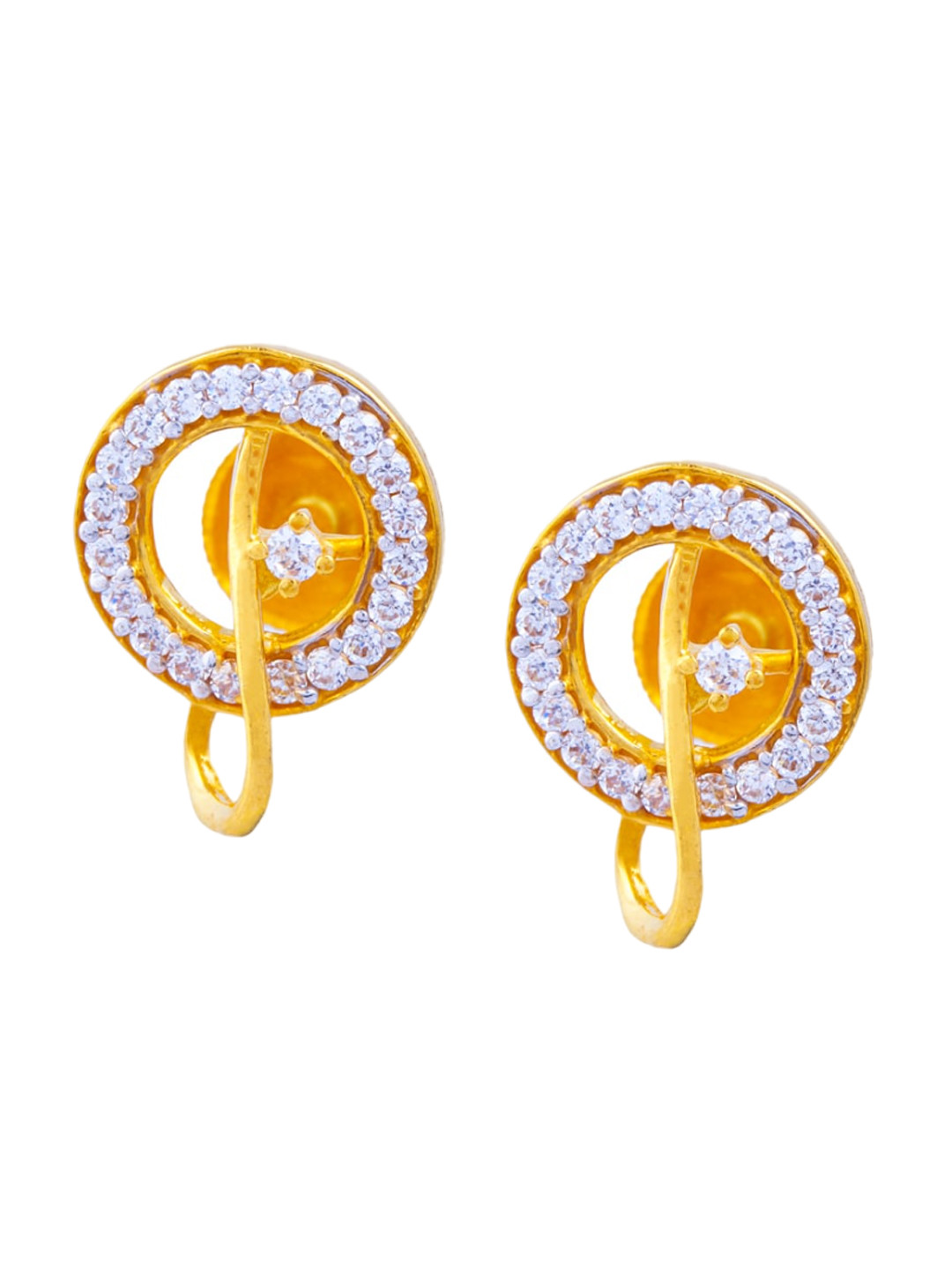 Buy BHIMA 22K Hallmark 916 Purity Yellow Gold Round Stone Stud ...