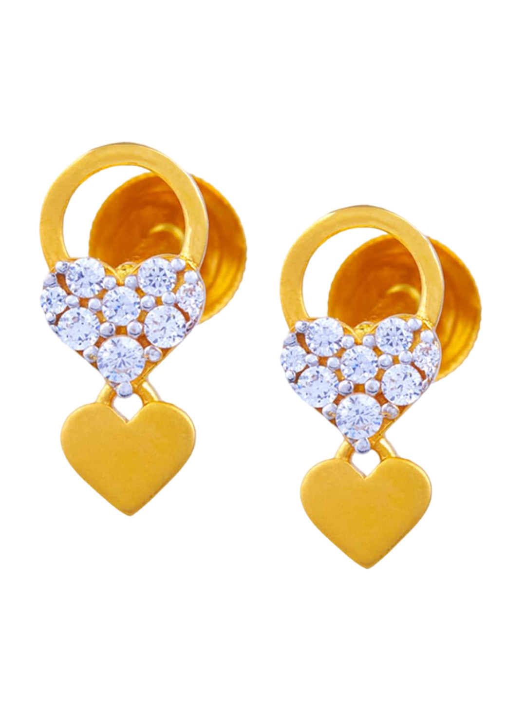 Buy BHIMA 22K Hallmark 916 Purity Yellow Gold Stone Heart Stud ...
