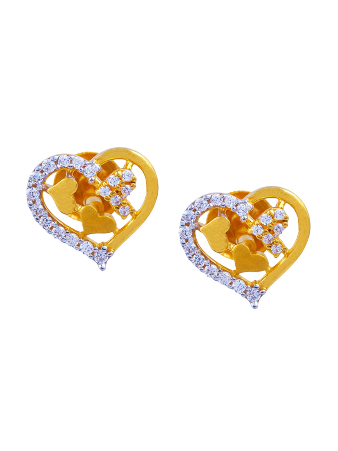 Buy BHIMA 22K Hallmark 916 Purity Yellow Gold Heart Stone Stud ...