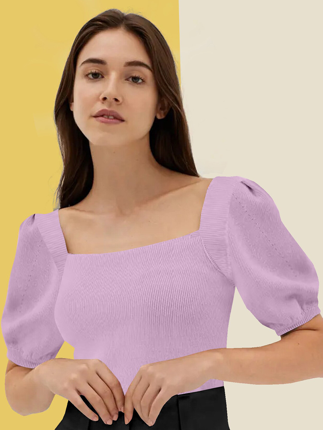 Buy BerryBird Square Neck Puff Sleeve Top - Tops for Women 27883192 ...