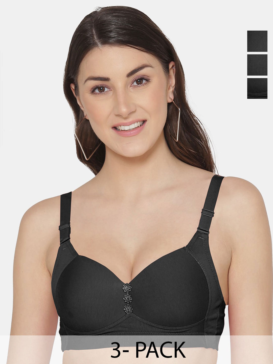 Buy Tweens Pack Of 3 Lite Wite Minimiser Support Medium Padded Cotton Spandex Bra - Bra for ...