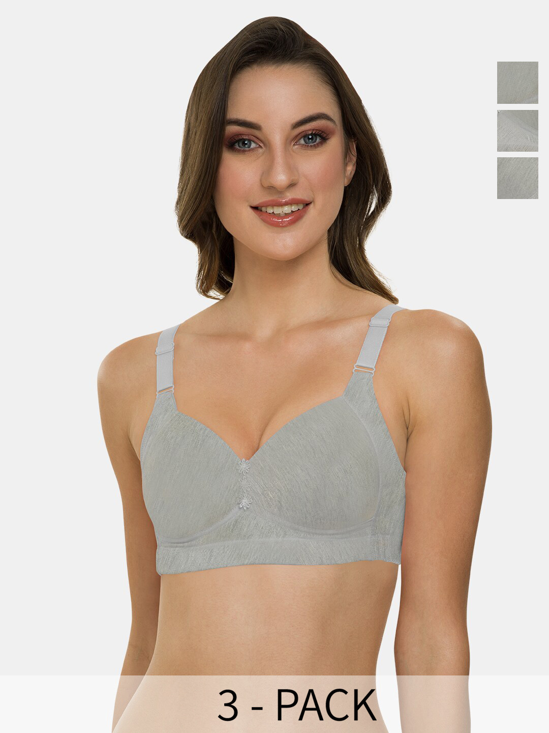 Buy Tweens Pack Of 3 Lite Wite Minimiser Support Medium Padded Cotton Spandex Bra - Bra for ...