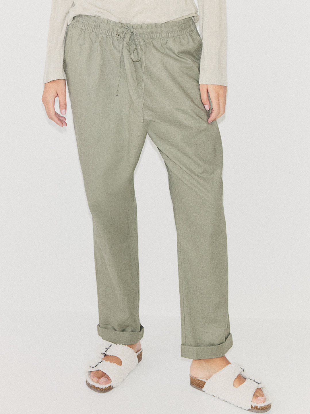 Buy H&M Loose Fit Linen Blend Joggers - Trousers for Women 27902530 ...