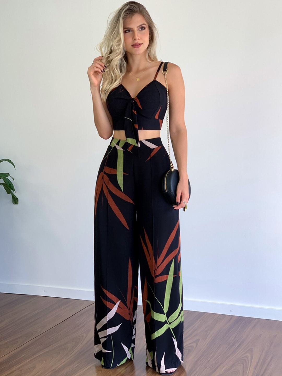 Buy LULU & SKY Printed Shoulder Straps Top With Trousers - Co Ords for ...