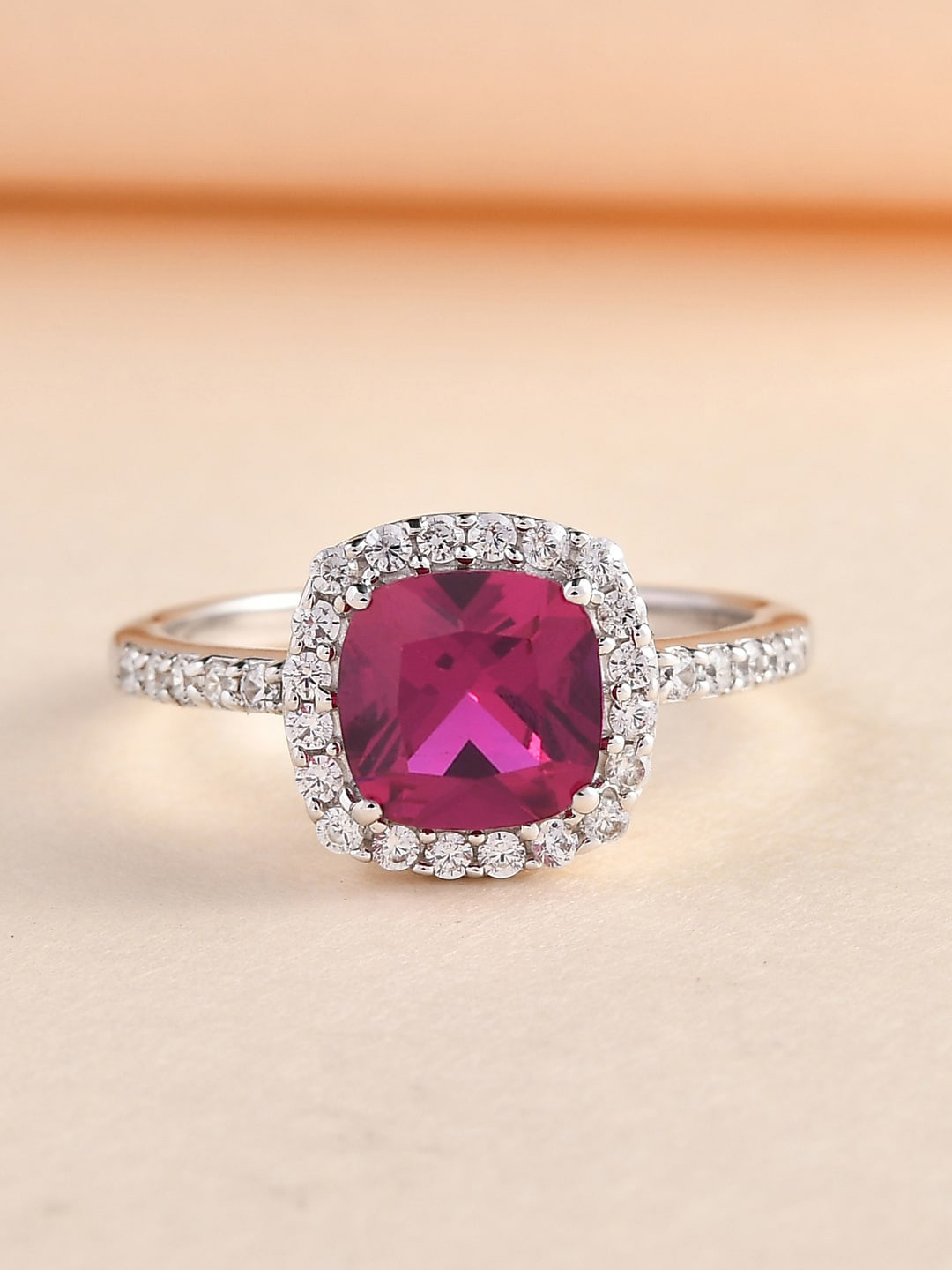Buy Ornate Jewels 925 Sterling Silver Princess Red Ruby Ring - Ring for ...