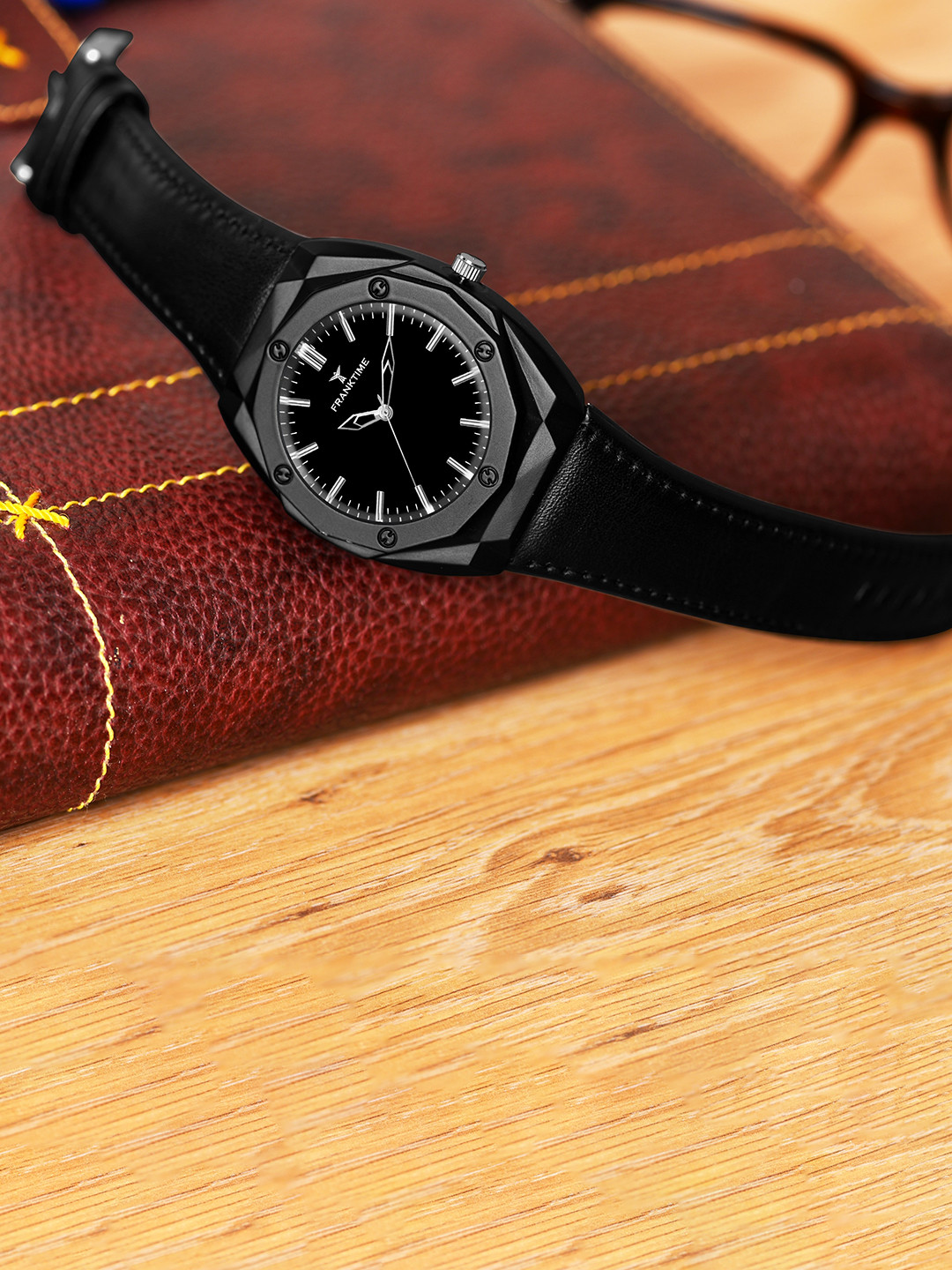 Buy Franktime Men Leather Bracelet Style Straps Analogue Watch FT 0007 ...