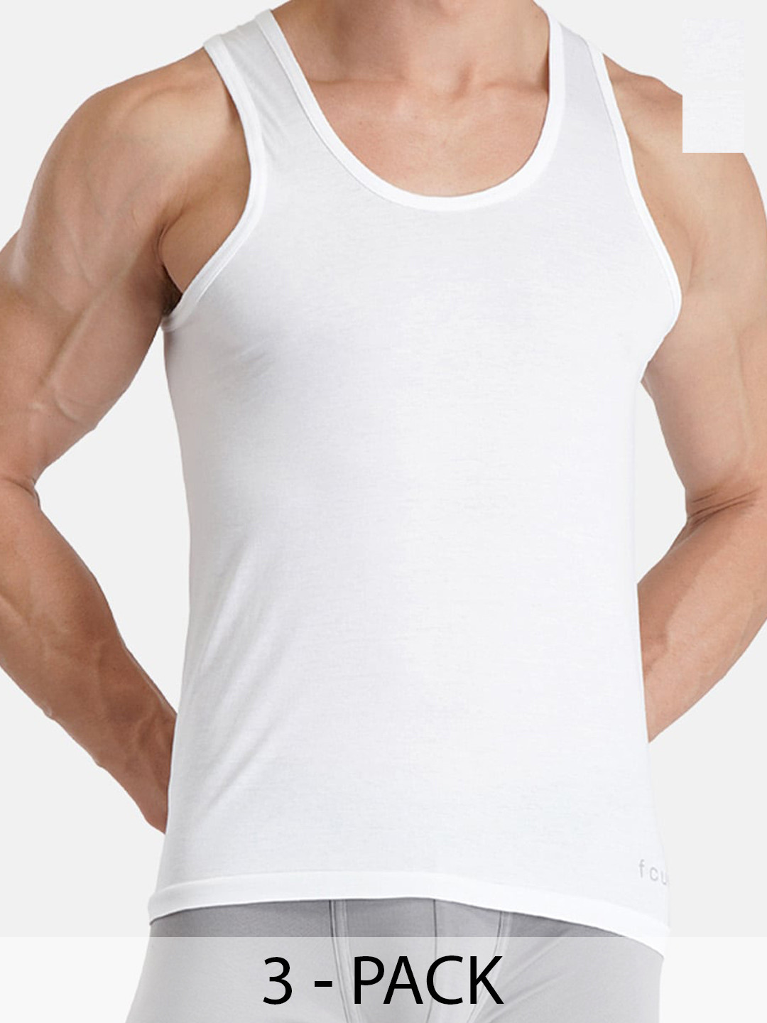 Buy FCUK Pack Of 3 Cotton Undershirt Vest BAT 03 WH - Innerwear Vests ...