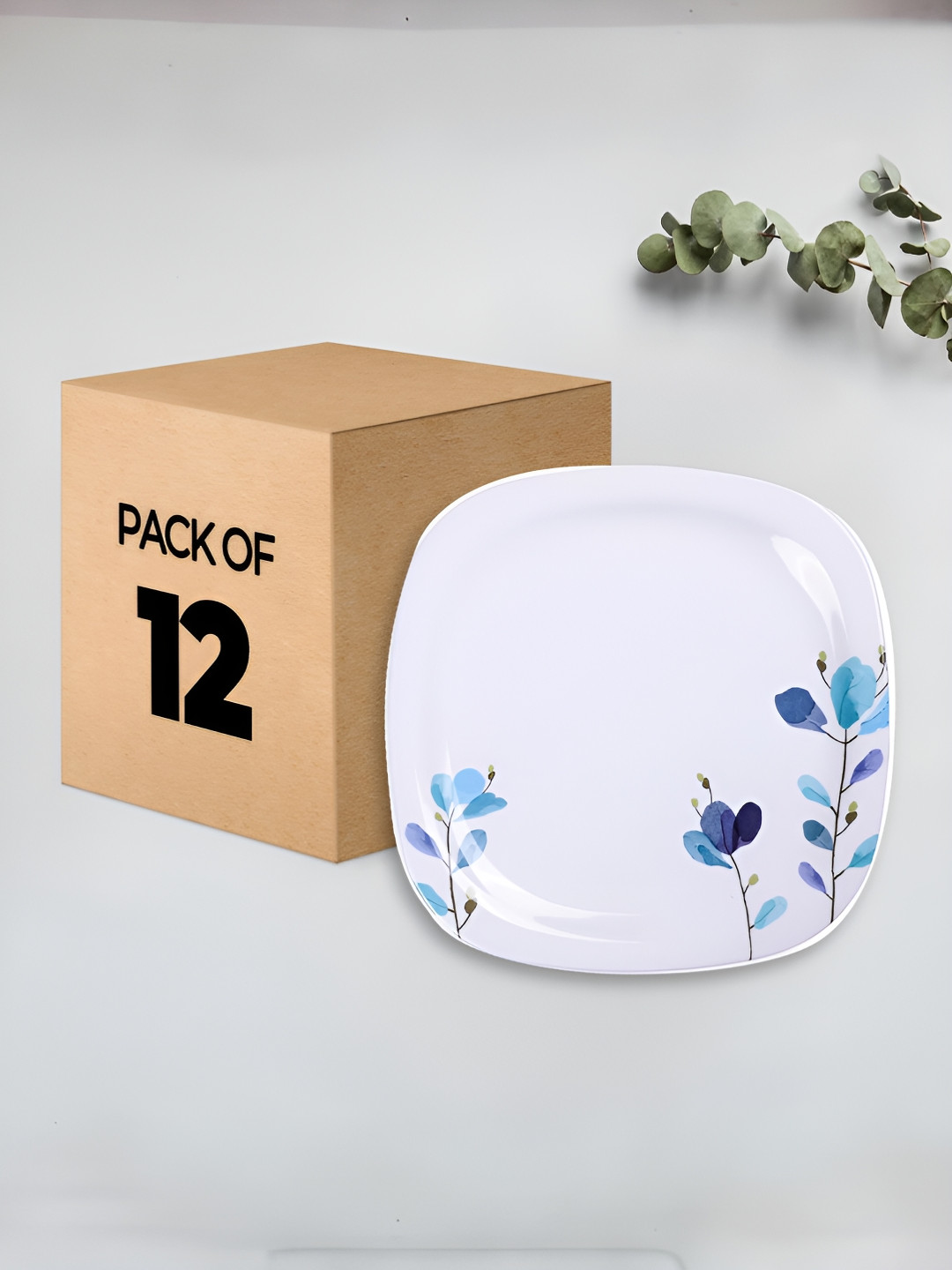 Buy USHA SHRIRAM Blue 12 Pieces Floral Printed Melamine Plates - Plates ...