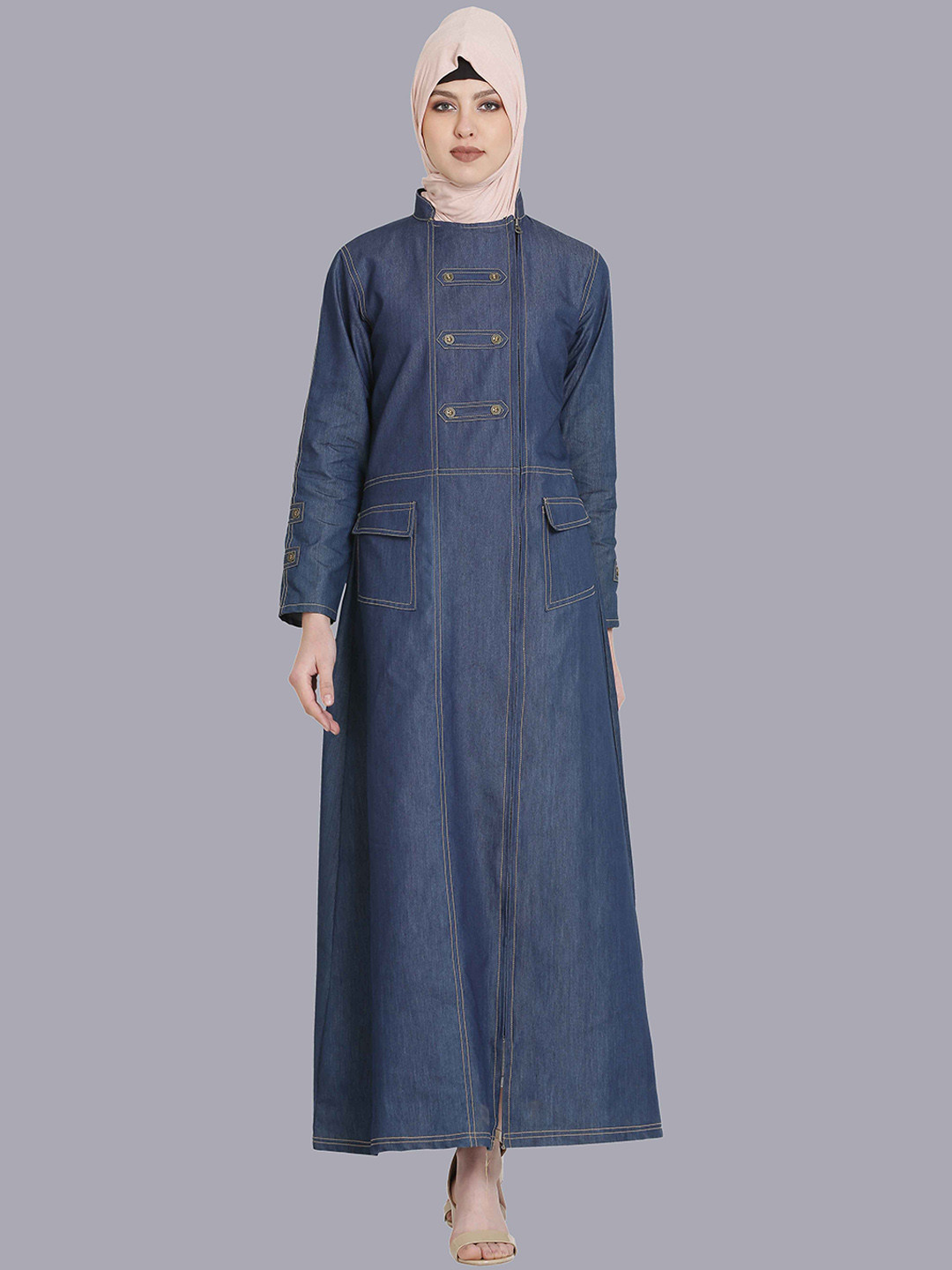 Buy MOMIN LIBAS Denim Abaya Burqa With Front Zipper & Pockets - Burqas ...