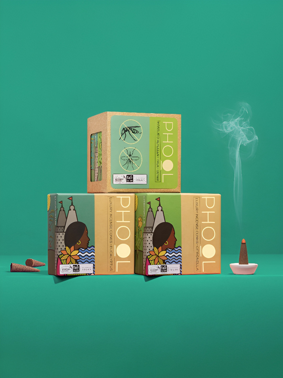 Buy Phool Mosquito Repellent 100% Natural Citronella & Eucalyptus Dhoop ...