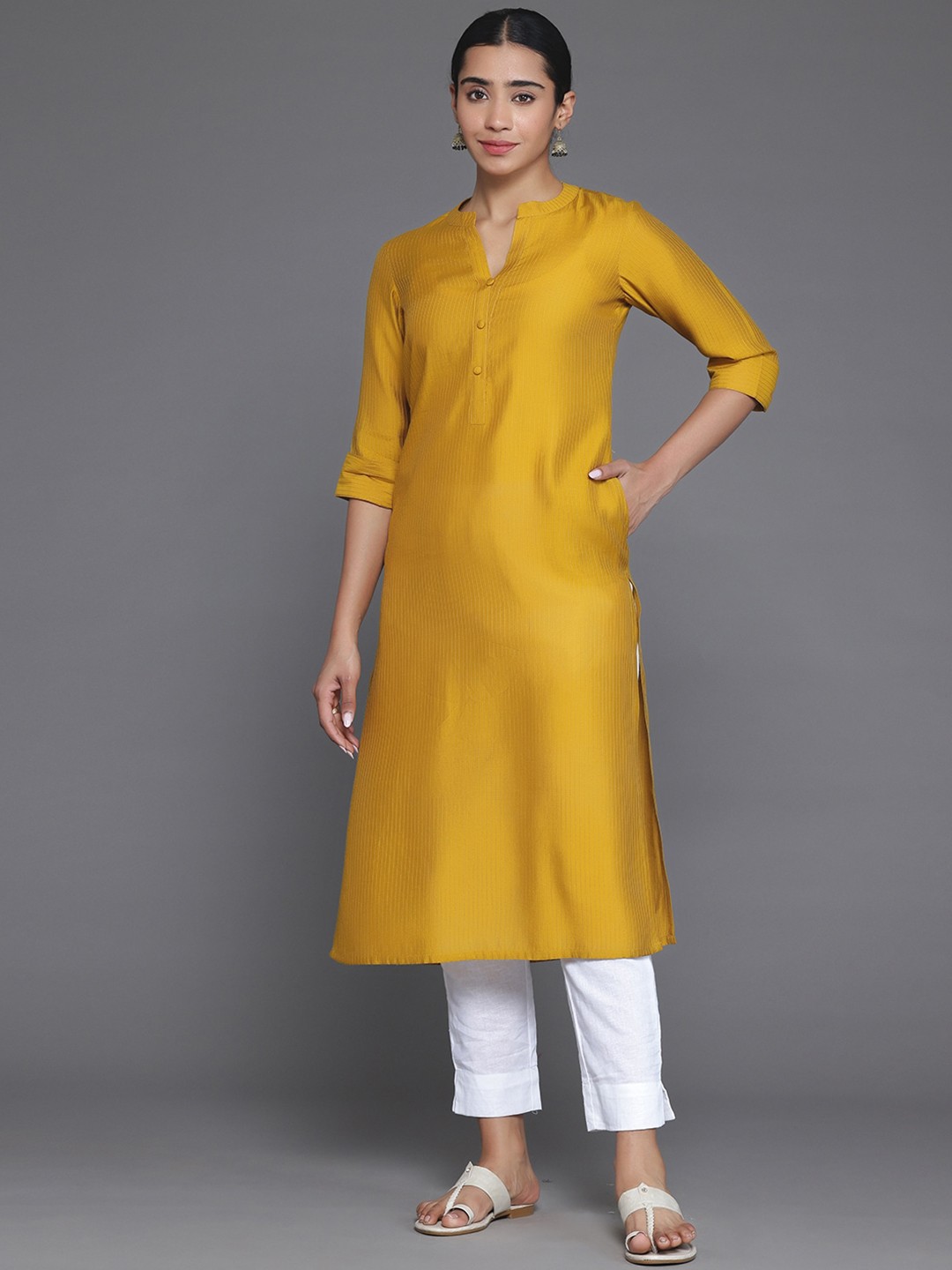 Buy Libas Mandarin Collar Straight Kurta Kurtas For Women 27931750