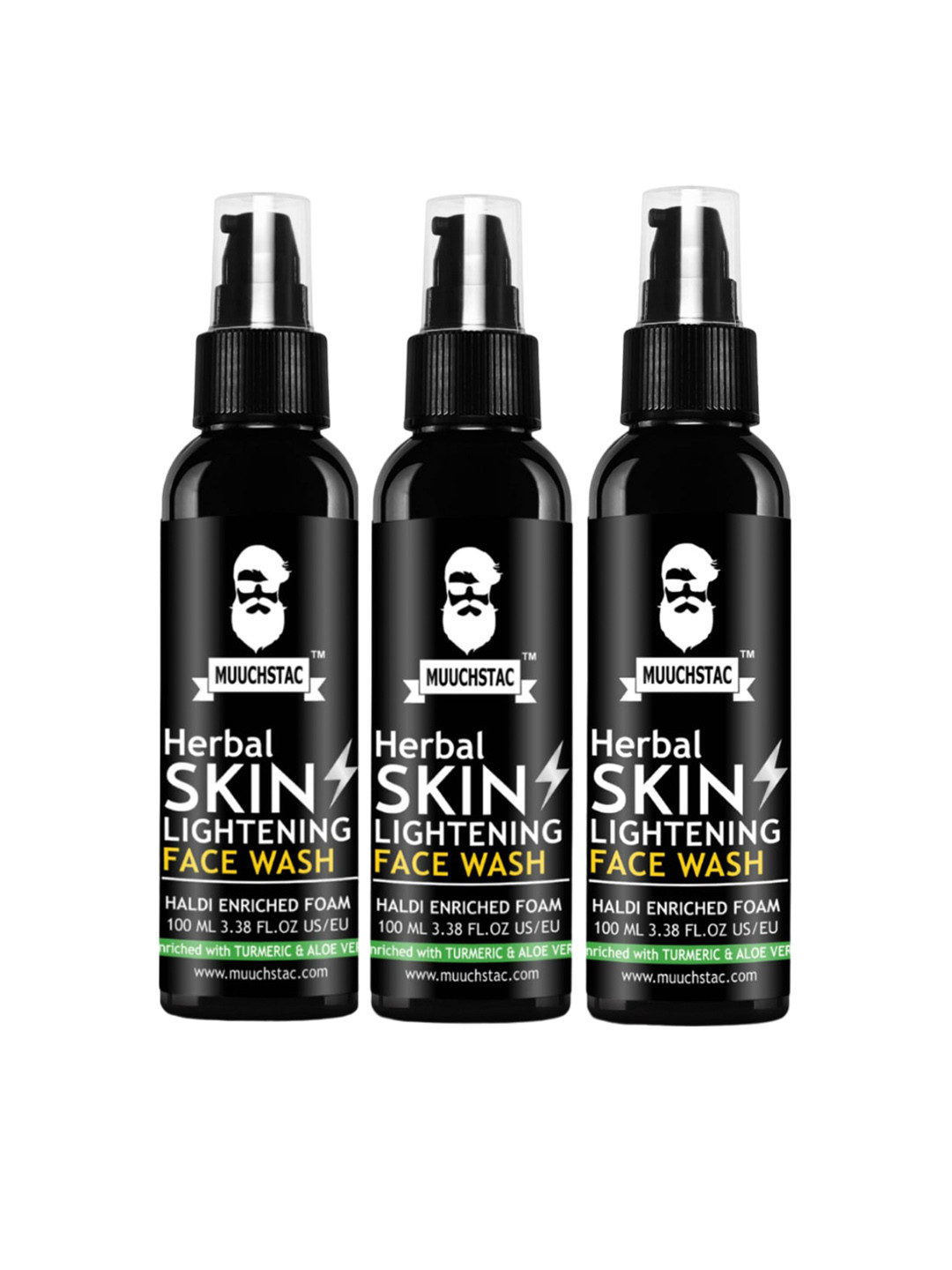 Buy MUUCHSTAC Herbal Set Of 3 Skin Lightening Face Wash With Haldi ...