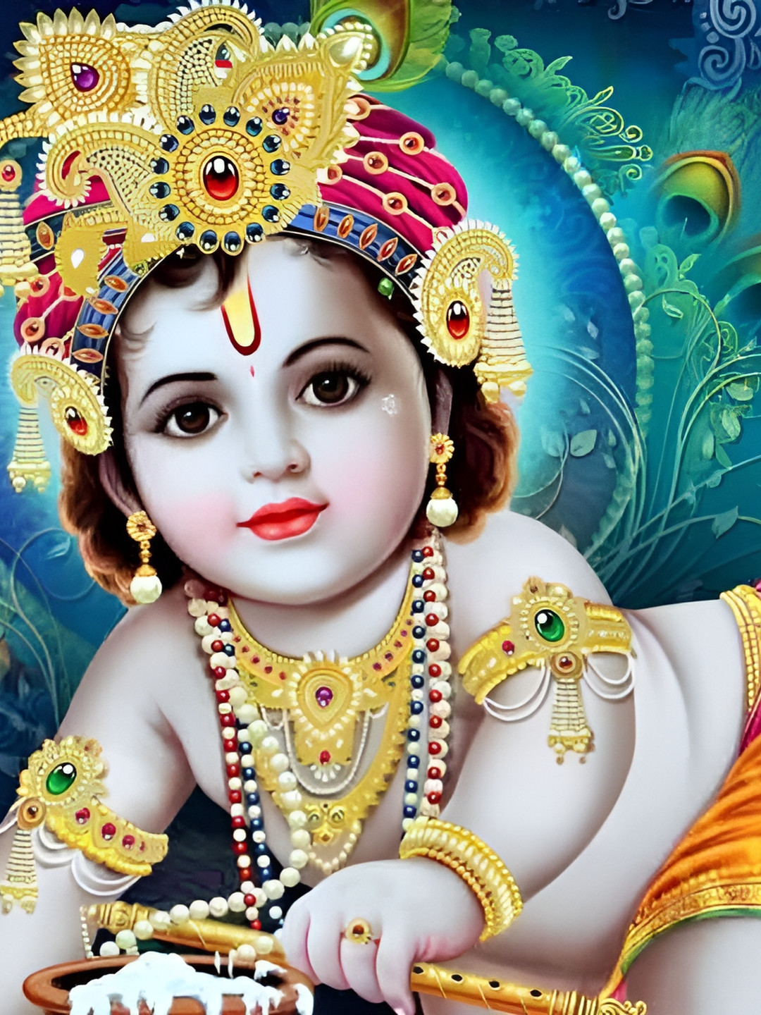 Buy British Terminal Green & Yellow Lord Krishna Religious Wall Art ...
