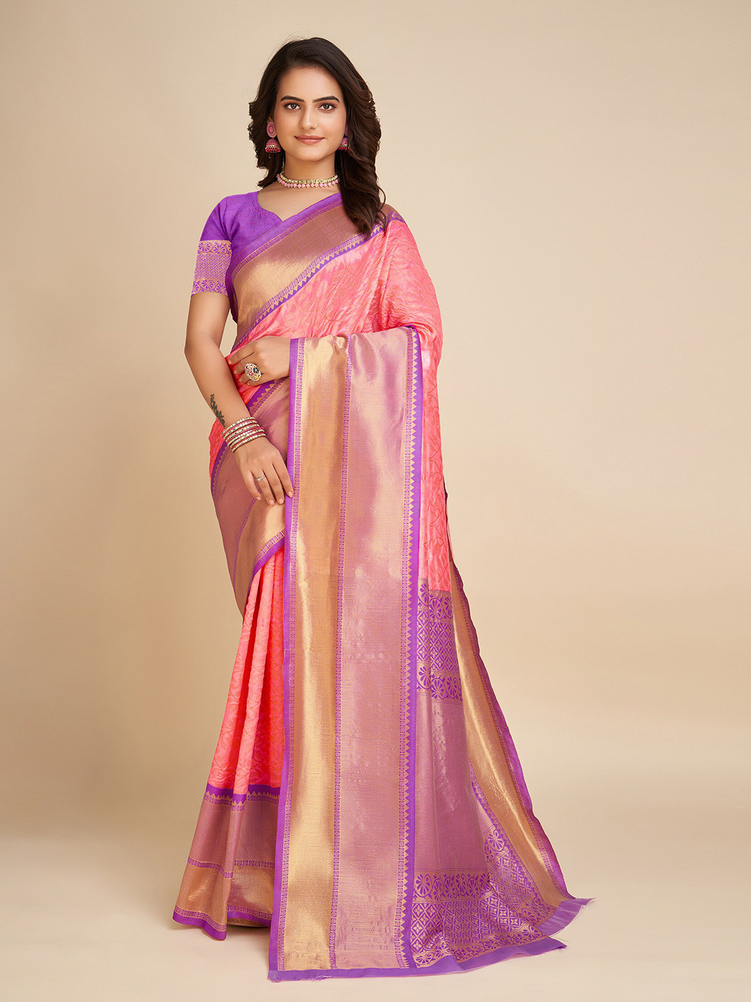 Buy BerMondsey Abstract Woven Design Zari Banarasi Saree - Sarees for ...
