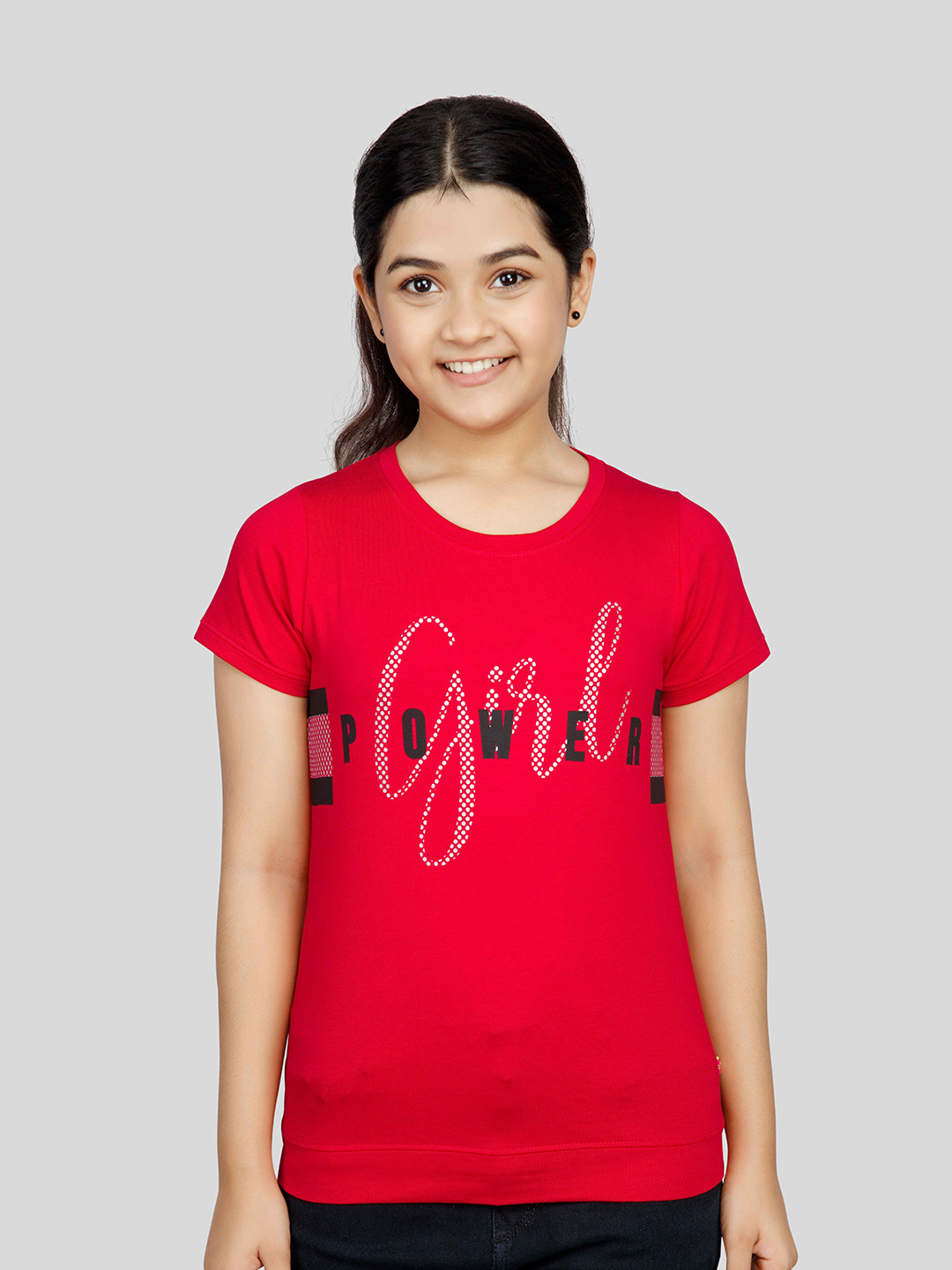 Buy 3PIN Girls Typography Printed Round Neck Short Sleeves T Shirt ...