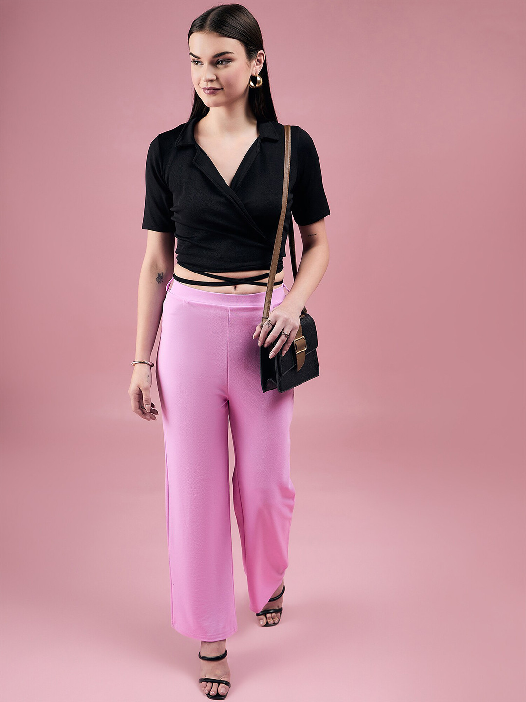 Buy Dressberry Basics Black V Neck Tie Up String Tshirt - Tshirts for ...