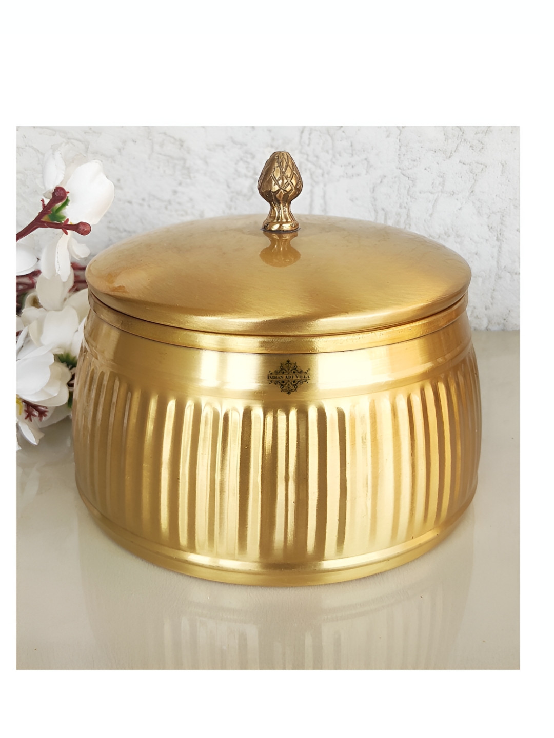 Buy INDIAN ART VILLA Gold Toned Brass Food Container - Container for ...