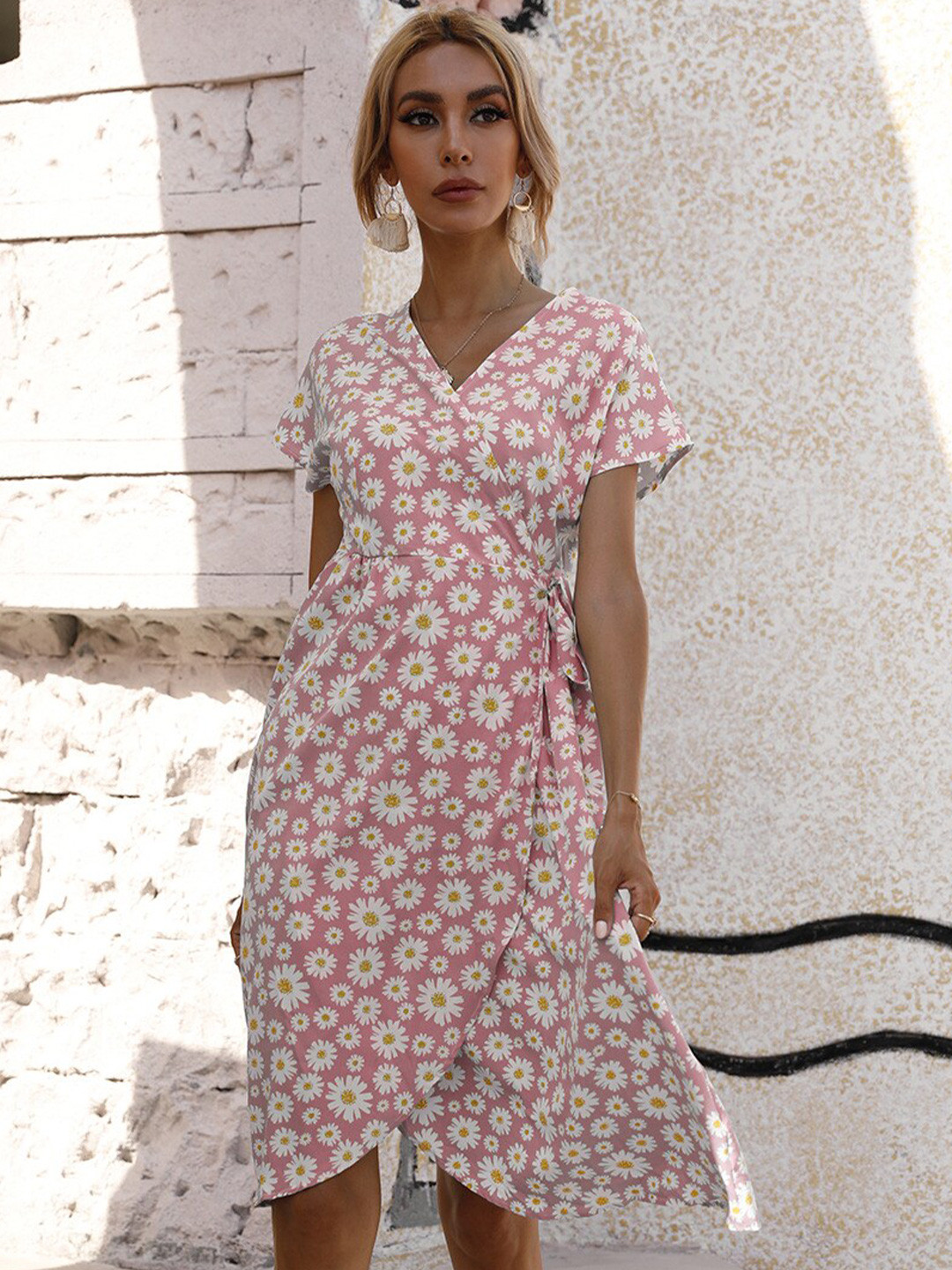 Buy StyleCast Pink Floral Print Wrap Dress - Dresses for Women 27958882 ...