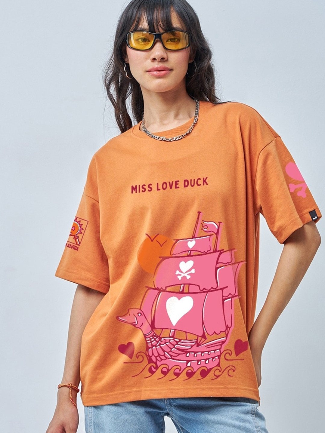 Buy Bewakoof Heavy Duty 1.0 Women Orange Captain Alvida Graphic Printed ...