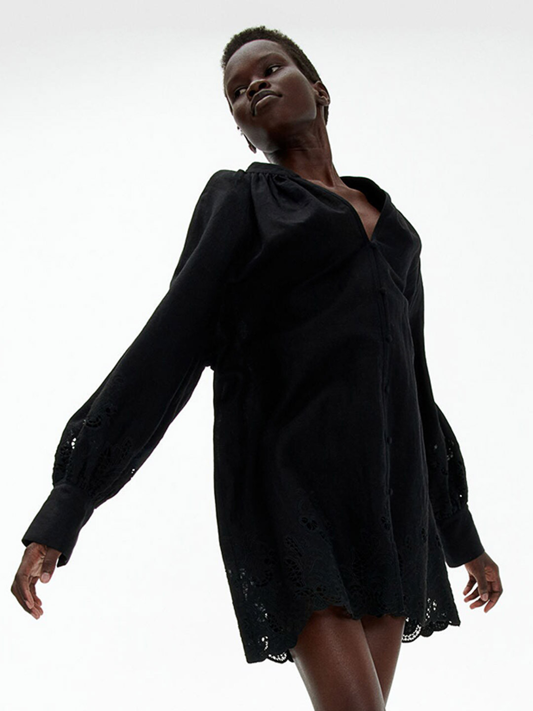 Buy H&M Linen Blend Dress With Broderie Anglaise - Dresses for Women ...