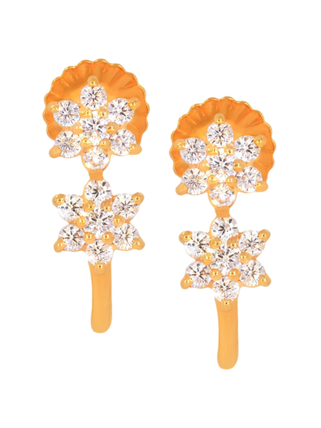 Buy BHIMA 22K Hallmark 916 Purity Yellow Gold Floral White Stone Stud ...