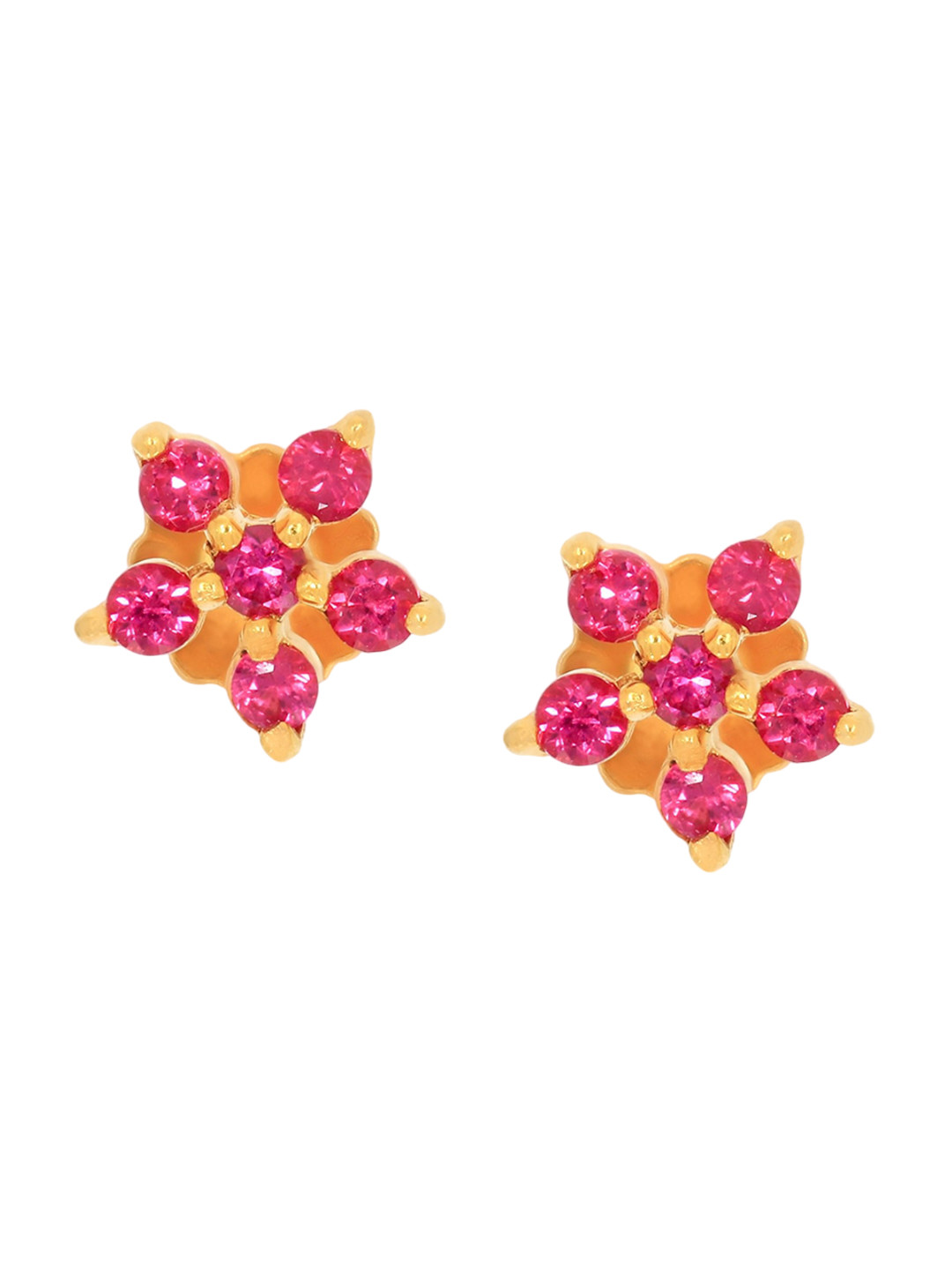 Buy BHIMA 22K Hallmark 916 Purity Yellow Gold Floral Stone Stud ...