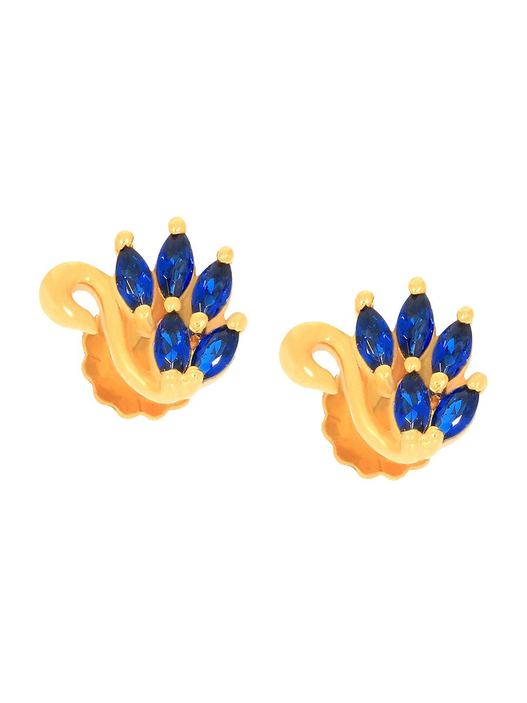Buy BHIMA 22K Hallmark 916 Purity Yellow Gold Swan Blue Stone Stud ...