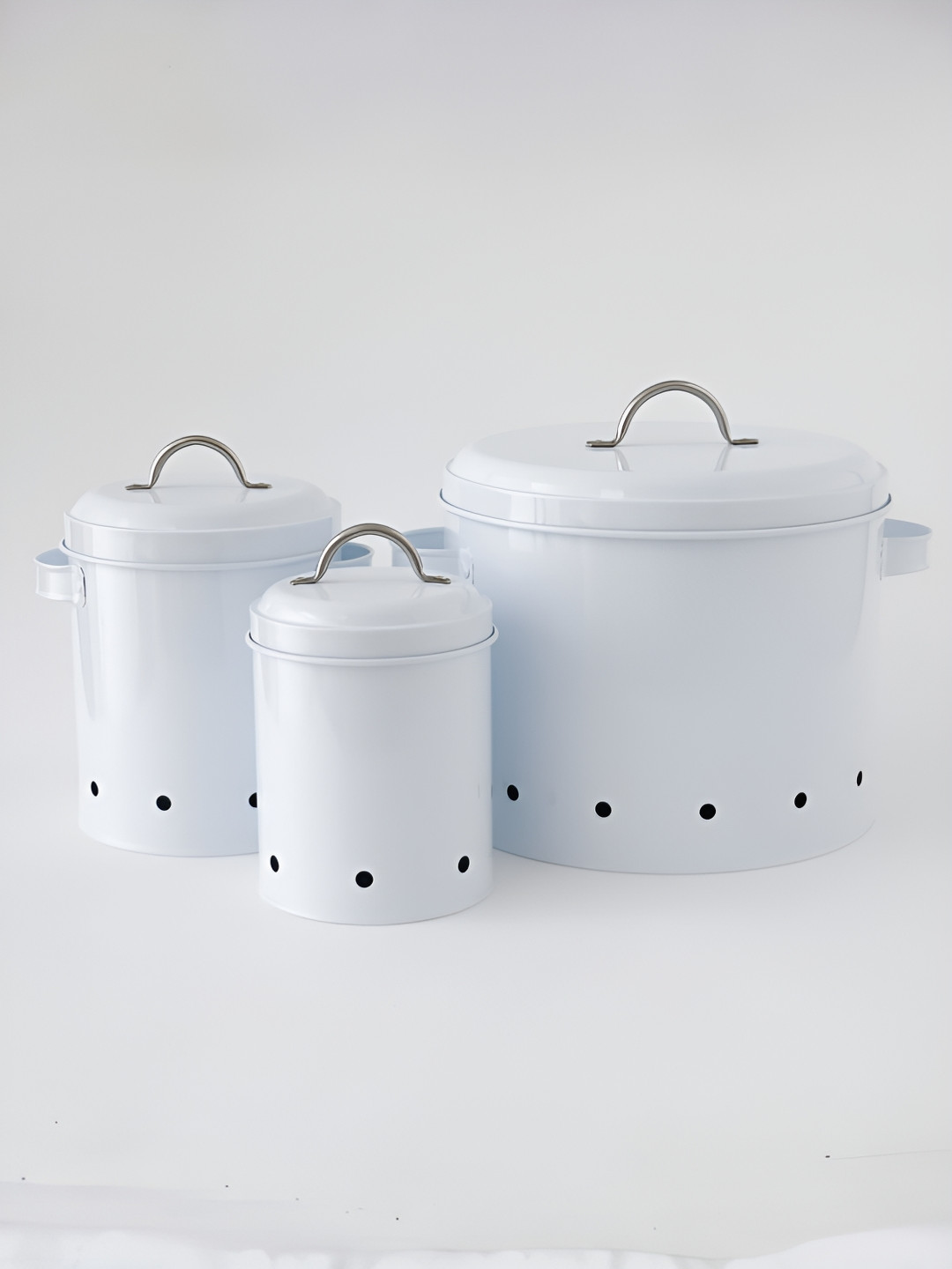Buy UMAI White 3 Pieces Metal Fruit And Vegetable Basket - Container ...