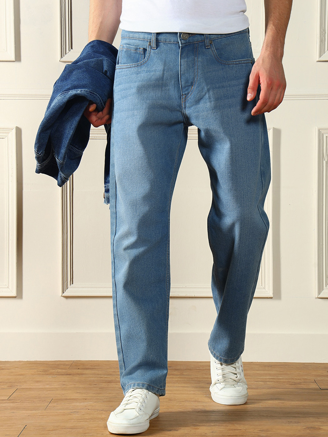 Buy Dennis Lingo Men Relaxed Fit Mid Rise Medium Shade Clean Look Pure ...