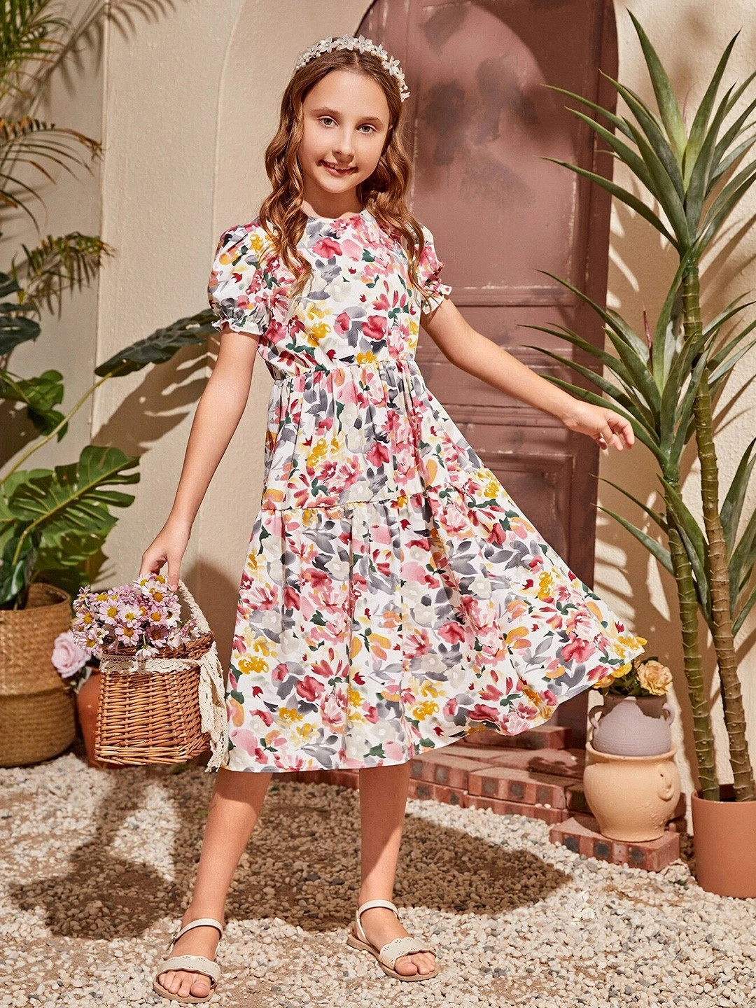 Buy BAESD Floral Print Fit & Flare Midi Dress - Dresses for Girls ...
