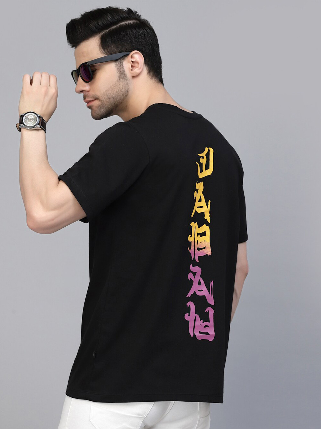 Buy Rigo Black Typography Regular Fit T Shirt - Tshirts for Men ...