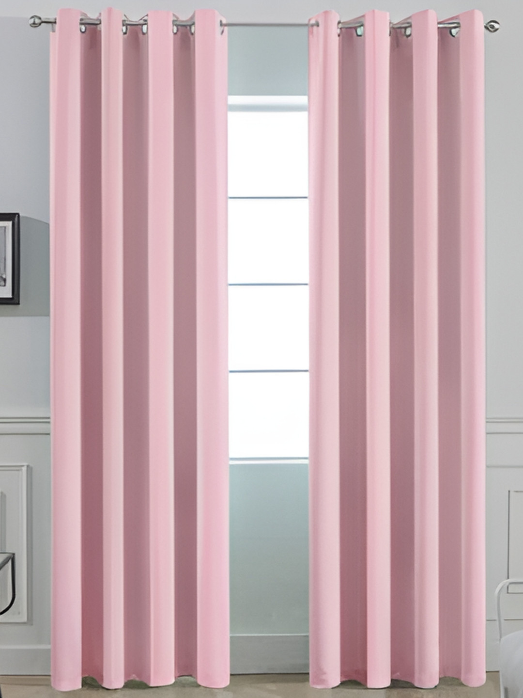 Buy Dashing Fabrics Pink Set Of 2 Black Out Window Curtain - Curtains ...