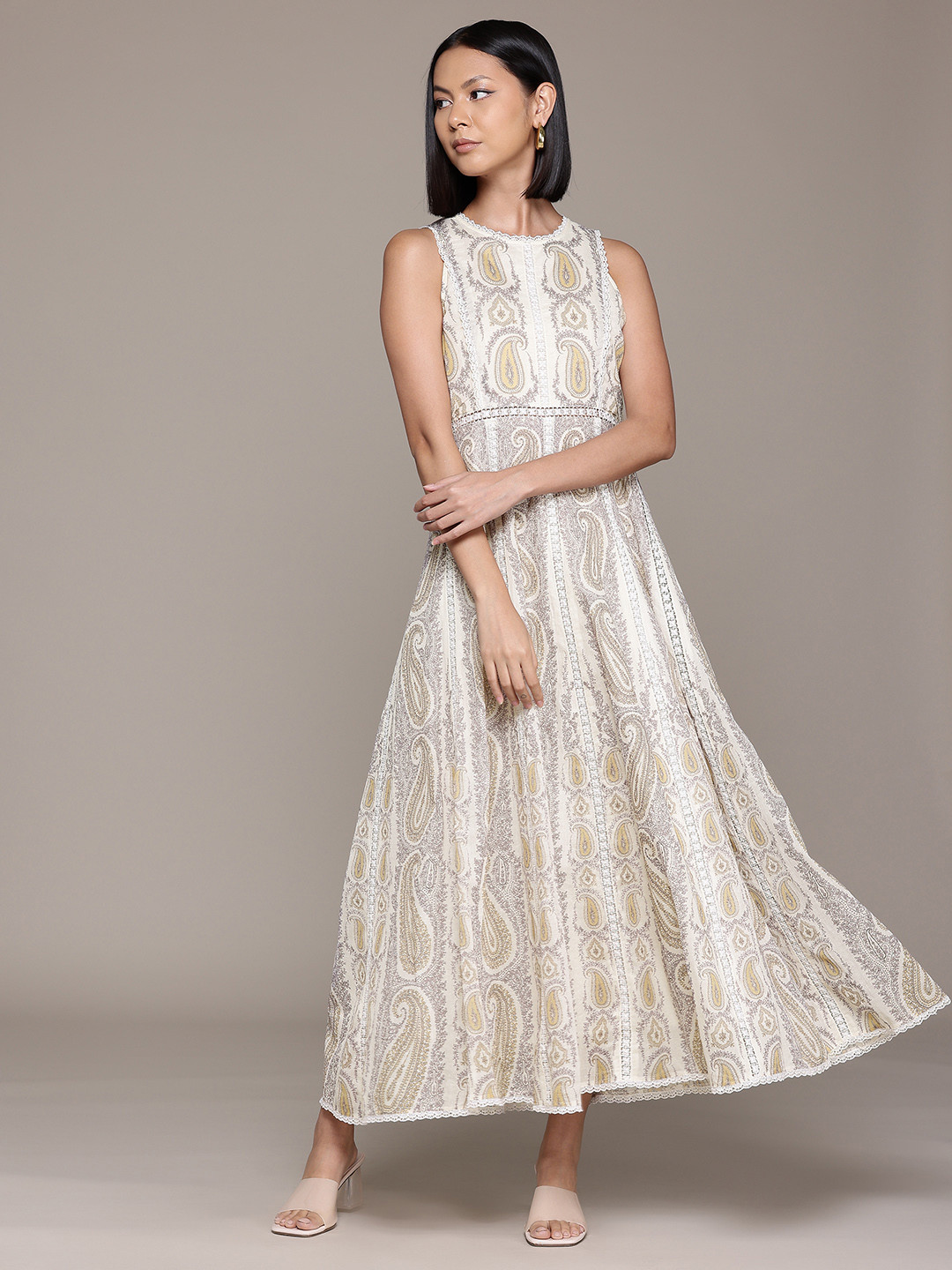 Buy Label Ritu Kumar Ethnic Motifs Print A Line Maxi Dress - Dresses ...