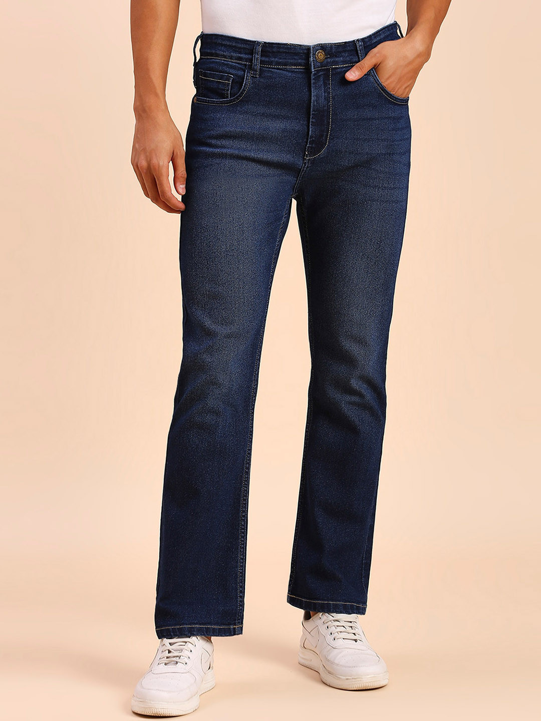 Buy HJ HASASI Men High Rise Light Fade Acid Wash Bootcut Stretchable ...