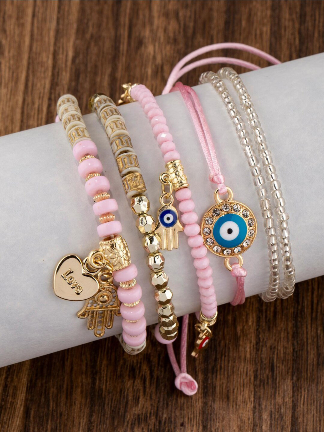 Buy YouBella Unisex Set Of 6 Stone Studded & Beaded Lucky Evil Eye ...