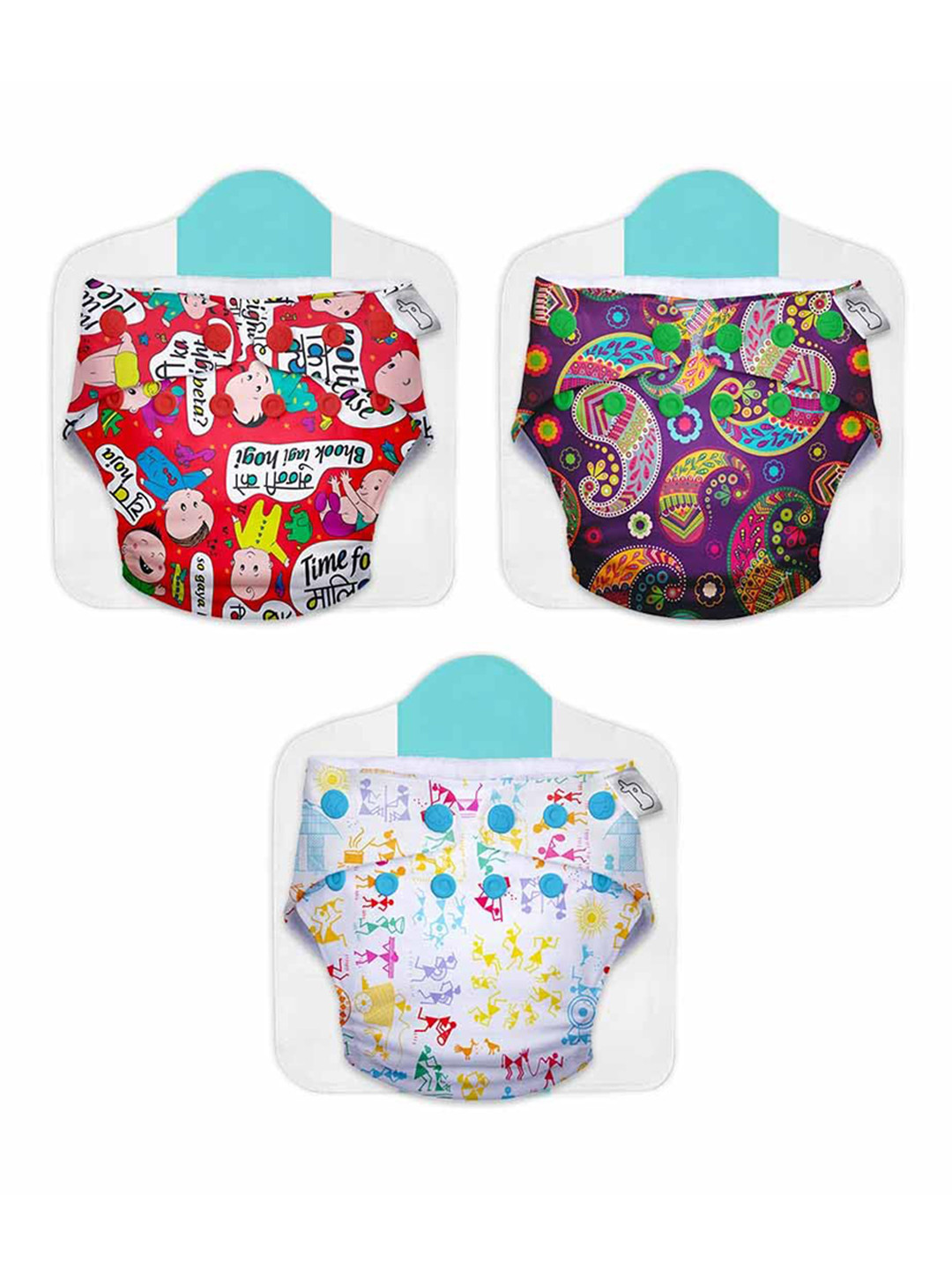 Buy SuperBottoms Set Of 3 Dry Feel Reusable Cloth Diapers - Diapers for ...