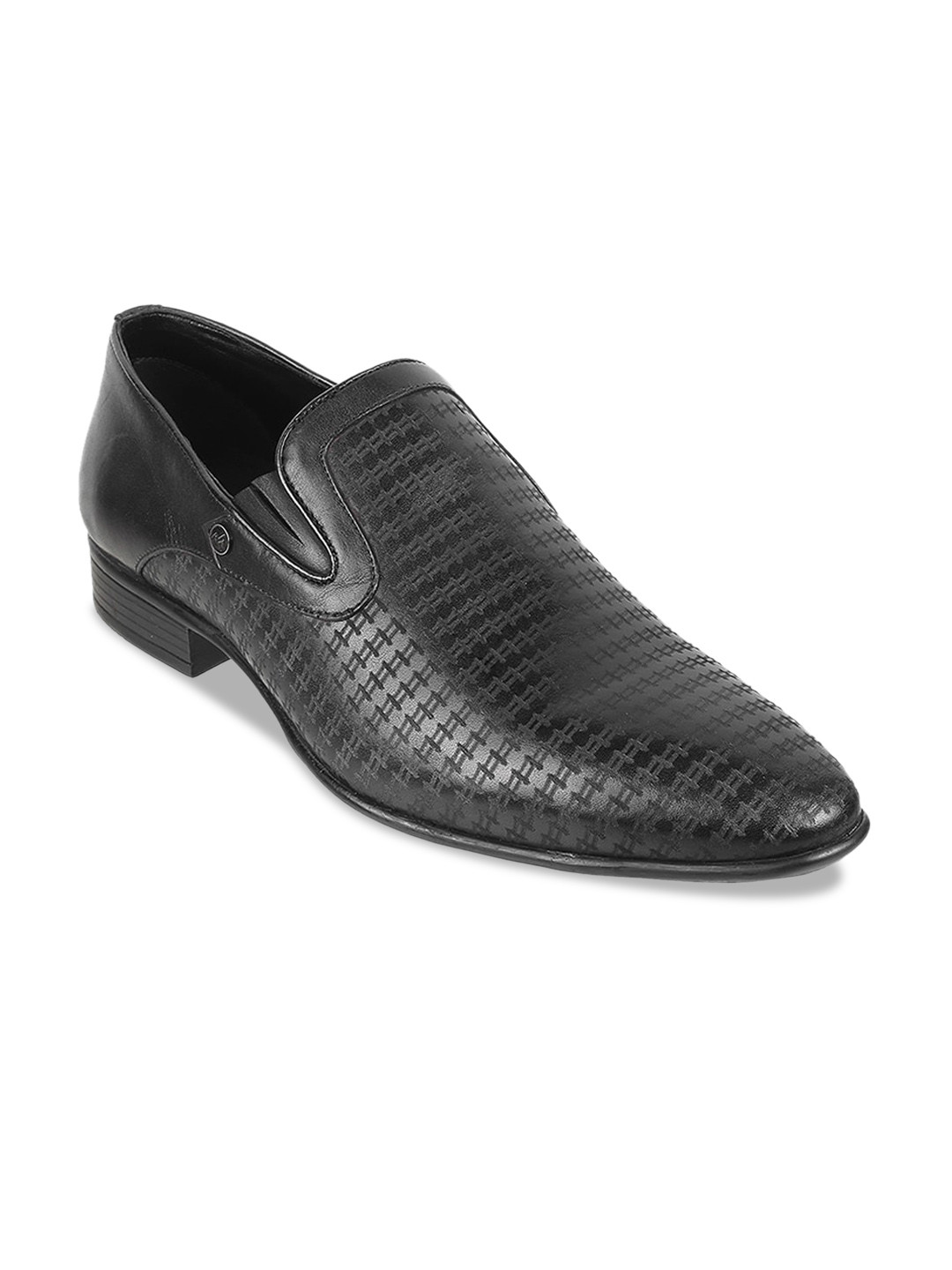Buy Metro Men Textured Round Toe Leather Formal Slip On Shoes - Formal ...