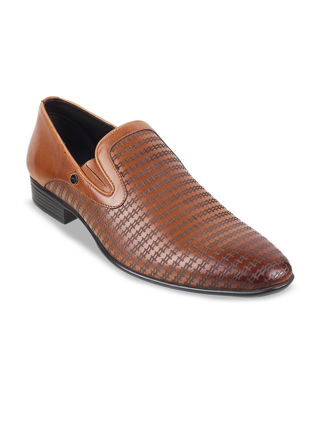 Buy Metro Men Textured Round Toe Leather Formal Slip On Shoes - Formal ...