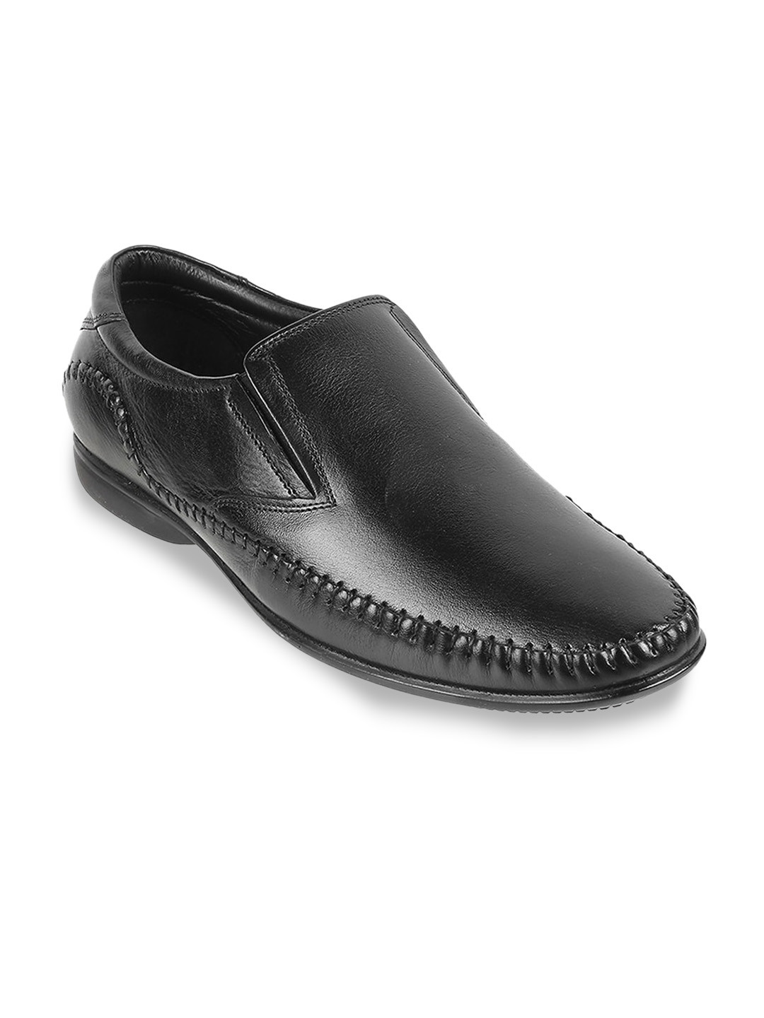 Buy Metro Men Round Toe Leather Formal Slip On Shoes - Formal Shoes for ...