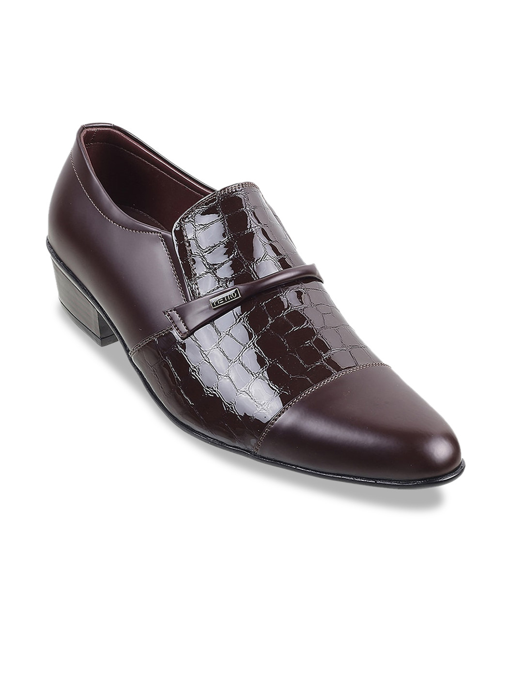 Buy Metro Men Textured Pointed Toe Formal Slip On Shoes - Formal Shoes ...