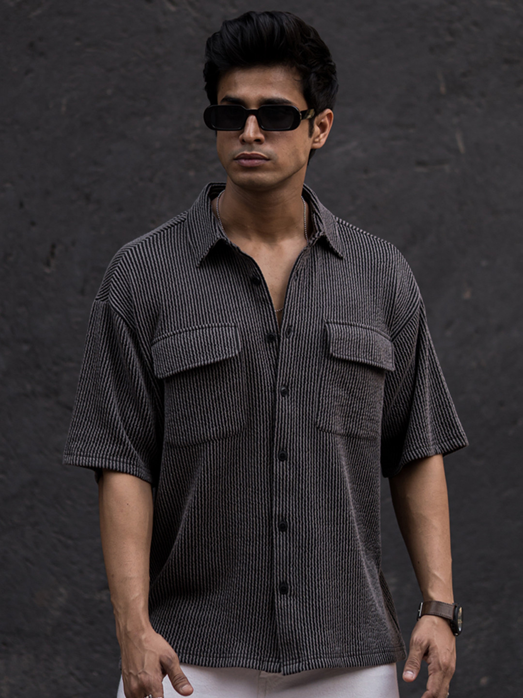 Buy Powerlook Striped Self Design Oversized Casual Shirt - Shirts for ...