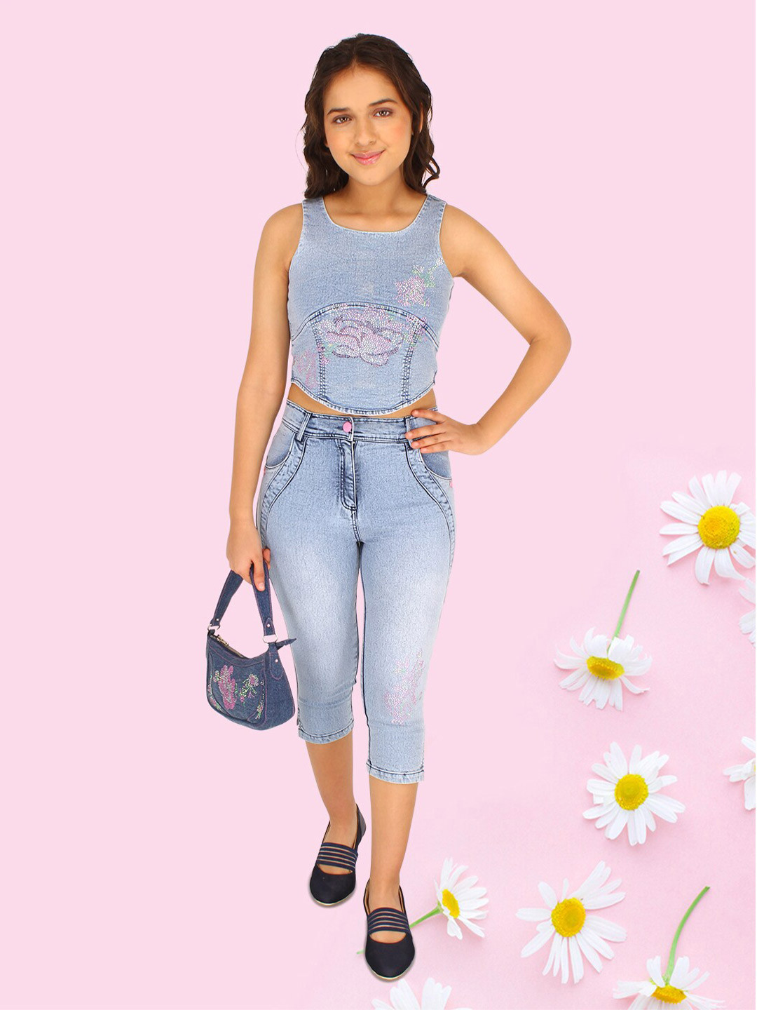 Buy CUTECUMBER Girls Embellished Top With Capris - Clothing Set for ...
