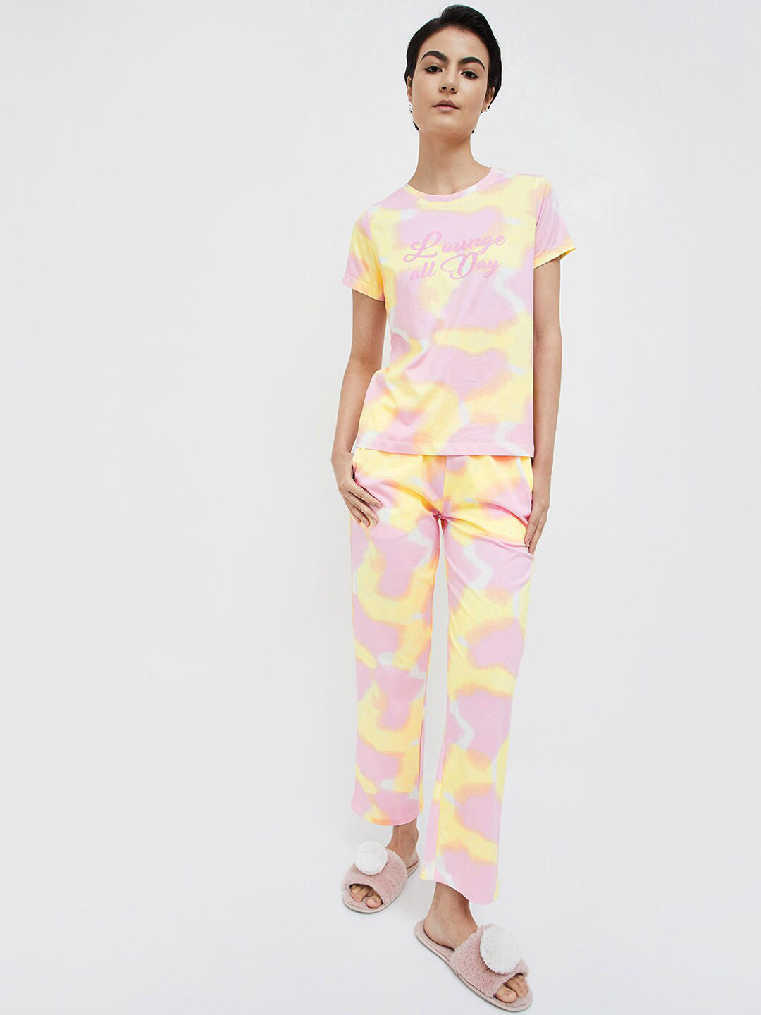 Buy Ginger By Lifestyle Abstract Printed Pure Cotton Night Suit - Night ...