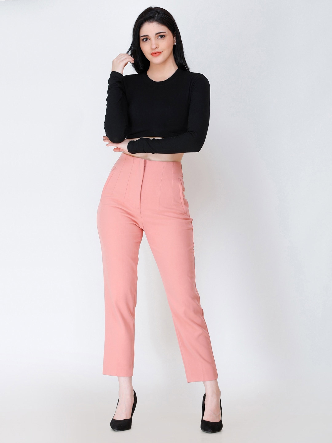 Buy Cation Black Cotton Crop Fitted Top Tops For Women 28013102 Myntra