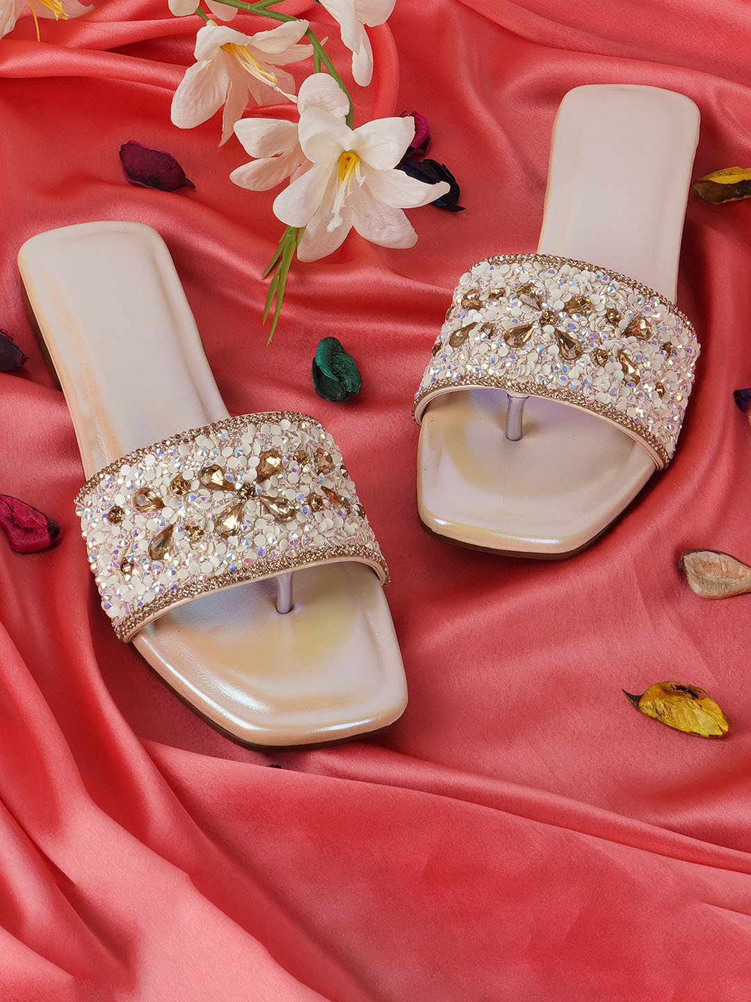 Buy BAESD Embellished Open Toe Flats - Flats for Women 28014460 | Myntra